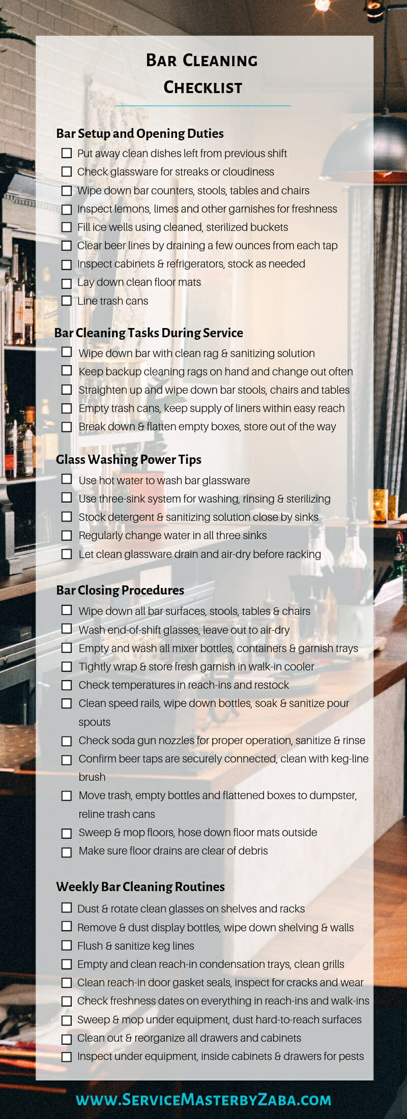 The Ultimate Bar Cleaning Checklist For Keeping Your Bar Spotless The Ultimate Bar Cleaning Checklist For Keeping Your Bar Spotless